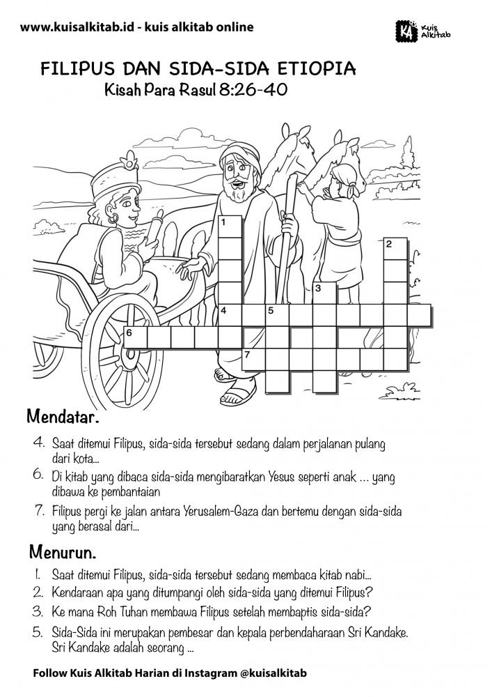 Teka-Teki Silang Alkitab Filipus dan Sida-Sida - Kuis Alkitab