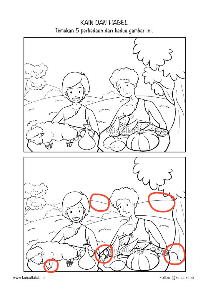 Cari Perbedaan Gambar: Kain dan Habel - Kuis Alkitab
